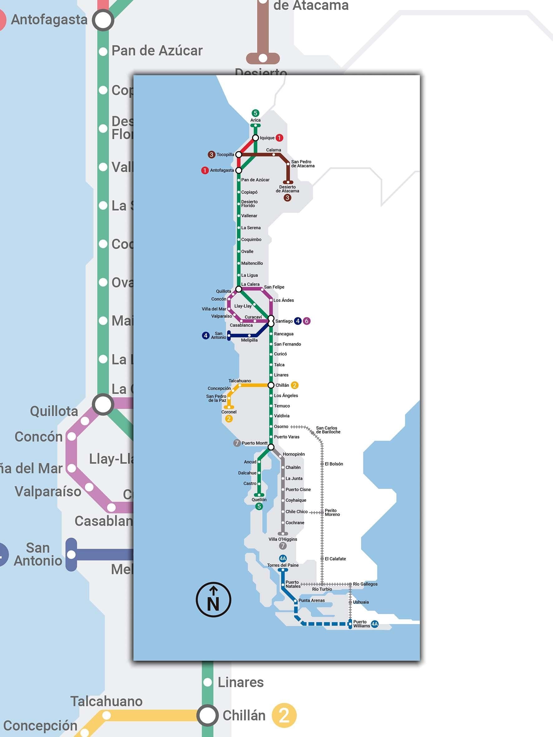 Mapa de Chile Metro - Lámina – Webook.cl